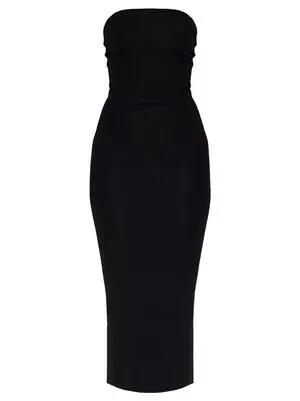 ENTIRE STUDIOS Strapless Ribbed Knit Midi Dress - Black