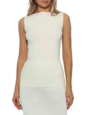 ENTIRE STUDIOS Sleeveless Boat Neck Top - White