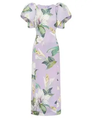 LEO LIN Lucinda Puff-sleeve Floral Maxi Dress - Purple