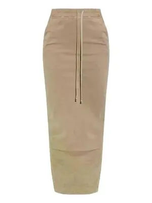 Rick Owens Pull On Pillar Drawstring Maxi Skirt - Neutrals