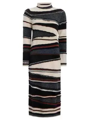 MARIE OLIVER Hesta Striped High-Neck Midi Dress