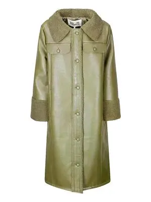 Baum Und Pferdgarten Faux Shearling-collar Coat - Green