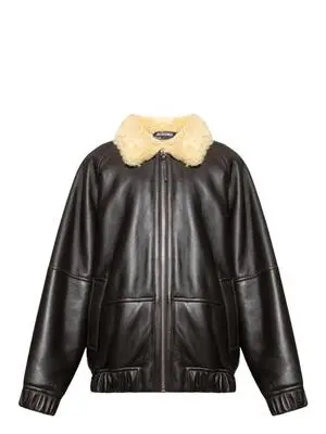 Jacquemus Shearling Aviator Jacket - Brown