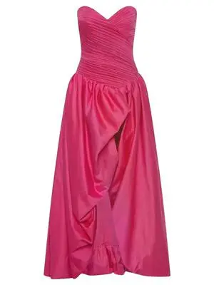 Aje Estelle Ruched Asymmetric Maxi Dress - Pink