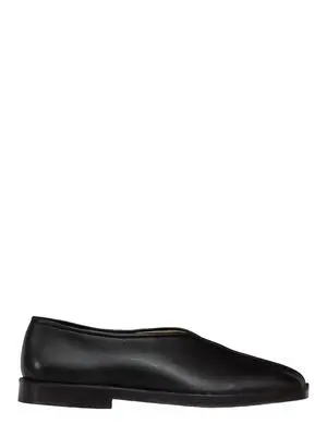 LEMAIRE Square-toe Leather Loafers - Black