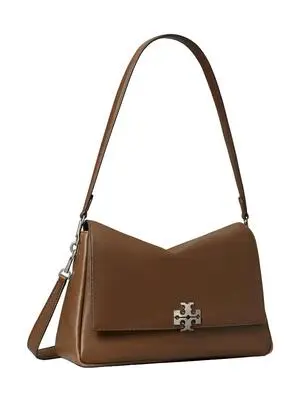 Tory Burch Tory Burch Charlie Shoulder Bag In Napa Leather Malt Brown