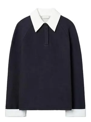Tory Burch Wool Rugby Polo - Navy/ivory