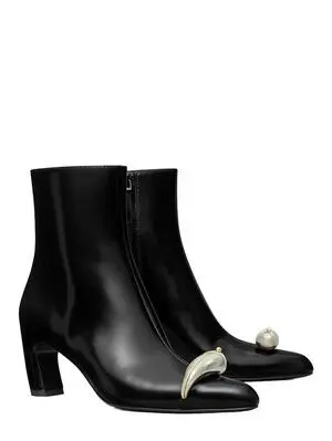 Tory Burch Pierced Heeled Ankle Boots - Perfect Black/silver