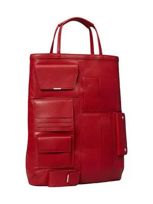 Tory Burch Multi-pocket Leather Tote - Royal Red