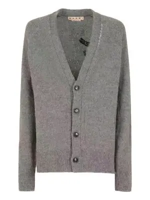 Marni Wolf-appliqué Cardigan - Grey