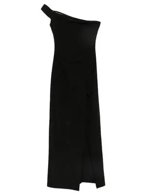 ELEH One-shoulder Side-slit Midi Dress - Black