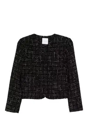 CENERE GB Button-down Tweed Jacket - Black