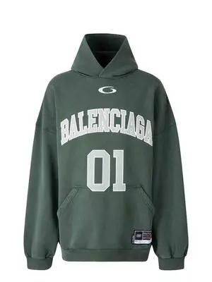 Balenciaga Hooded Sweatshirt With Logo - Dark Green