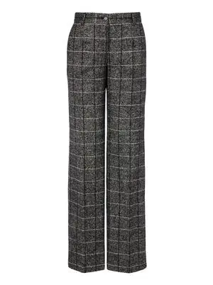 Dolce & Gabbana High-rise Wool-blend Wide-leg Pants - Grey