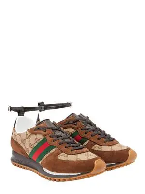 Gucci Re-motion Suede-trimmed Sneakers - Brown