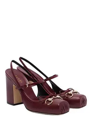 Gucci Horsebit Leather Slingback Pumps - Burgundy