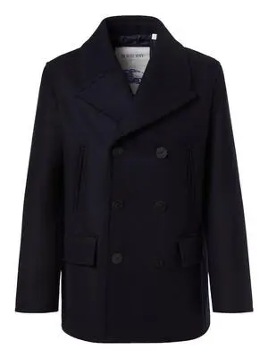 Burberry Double-breasted Wool Pea Coat - Blue
