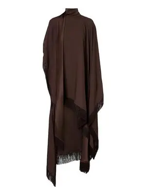 TALLER MARMO California Fringed Satin Kaftan - Brown