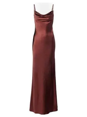 SELF-PORTRAIT Embellished Satin Gown - Brown