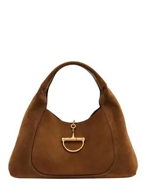 Gucci Softbit Maxi Suede Shoulder Bag - Brown