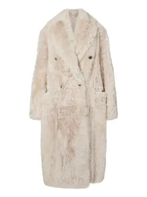 Brunello Cucinelli Double-breasted Shearling Coat - Beige