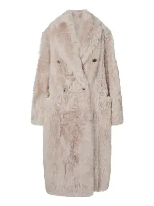 Brunello Cucinelli Double-breasted Shearling Coat - Beige