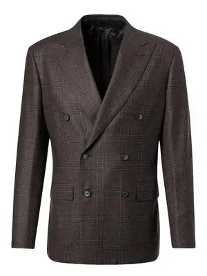 Brioni Prince Of Wales Check Wool Blazer - Brown