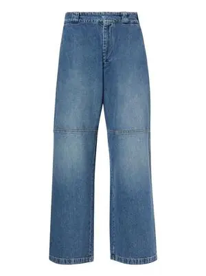 Plan C Faded Wide-leg Jeans - Blue