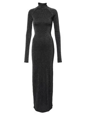Sir The Label Lamé Turtleneck Maxi Dress - Black