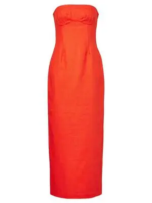 Sir The Label Strapless Linen Maxi Dress - Orange