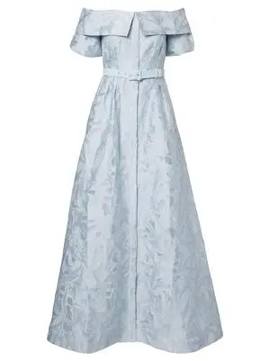 Rebecca Vallance Bridal Anneli Cotton-blend Brocade Gown - Blue