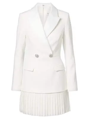 Rebecca Vallance Bridal Atlas Pleated Blazer Dress - White
