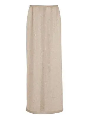 LESET Stella Sequined Linen-blend Maxi Skirt - Beige