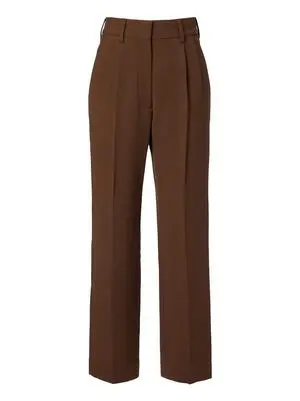 BLAZÉ MILANO High-rise Virgin Wool Crêpe Wide-leg Pants - Brown
