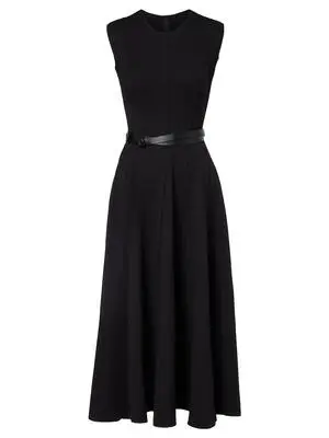 Norma Kamali Belted Cotton-blend Midi Dress - Black