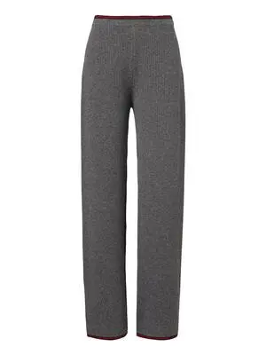 Gucci Ribbed-knit Wool-blend Pants - Grey