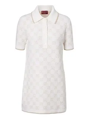 Gucci Gg Wool-blend Polo Minidress - White