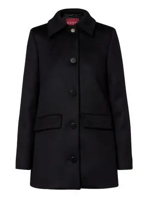 Gucci Double G Wool Coat - Black