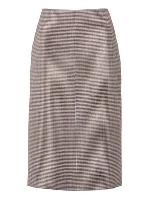 Gucci Gingham Wool Midi Skirt - Brown