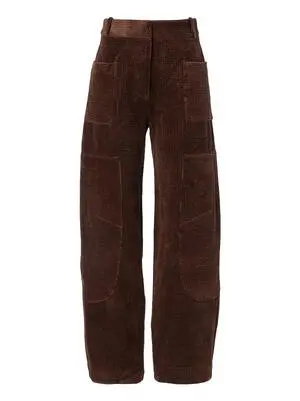 GANNI Cotton Corduroy Cargo Trousers - Brown