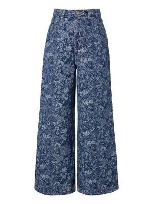 GANNI Tapestry Wide-leg Jeans - Blue