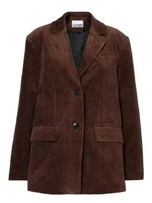 GANNI Cotton Corduroy Blazer - Brown