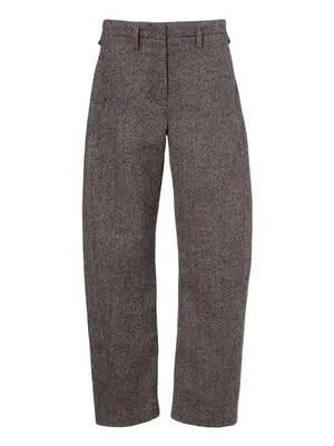 Magda Butrym Low-rise Herringbone Wool-blend Barrel-leg Pants - Grey