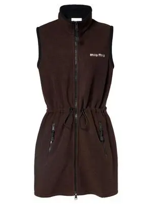 Miu Miu Logo Fleece Minidress - Brown