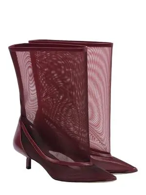 Jacquemus Tourni Mesh Ankle Boots - Burgundy