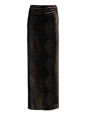 Dries Van Noten Printed Satin Maxi Skirt - Brown