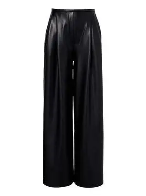 Norma Kamali Pleated High-rise Wide-leg Pants - Black