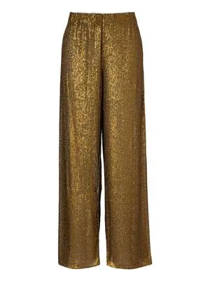 Norma Kamali Elephant Sequined Wide-leg Pants - Gold