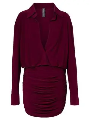 Norma Kamali Ruched Mini Dress - Burgundy