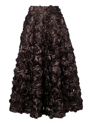 Remain Birger Christensen Floral-appliqué Mesh Midi Skirt - Brown
